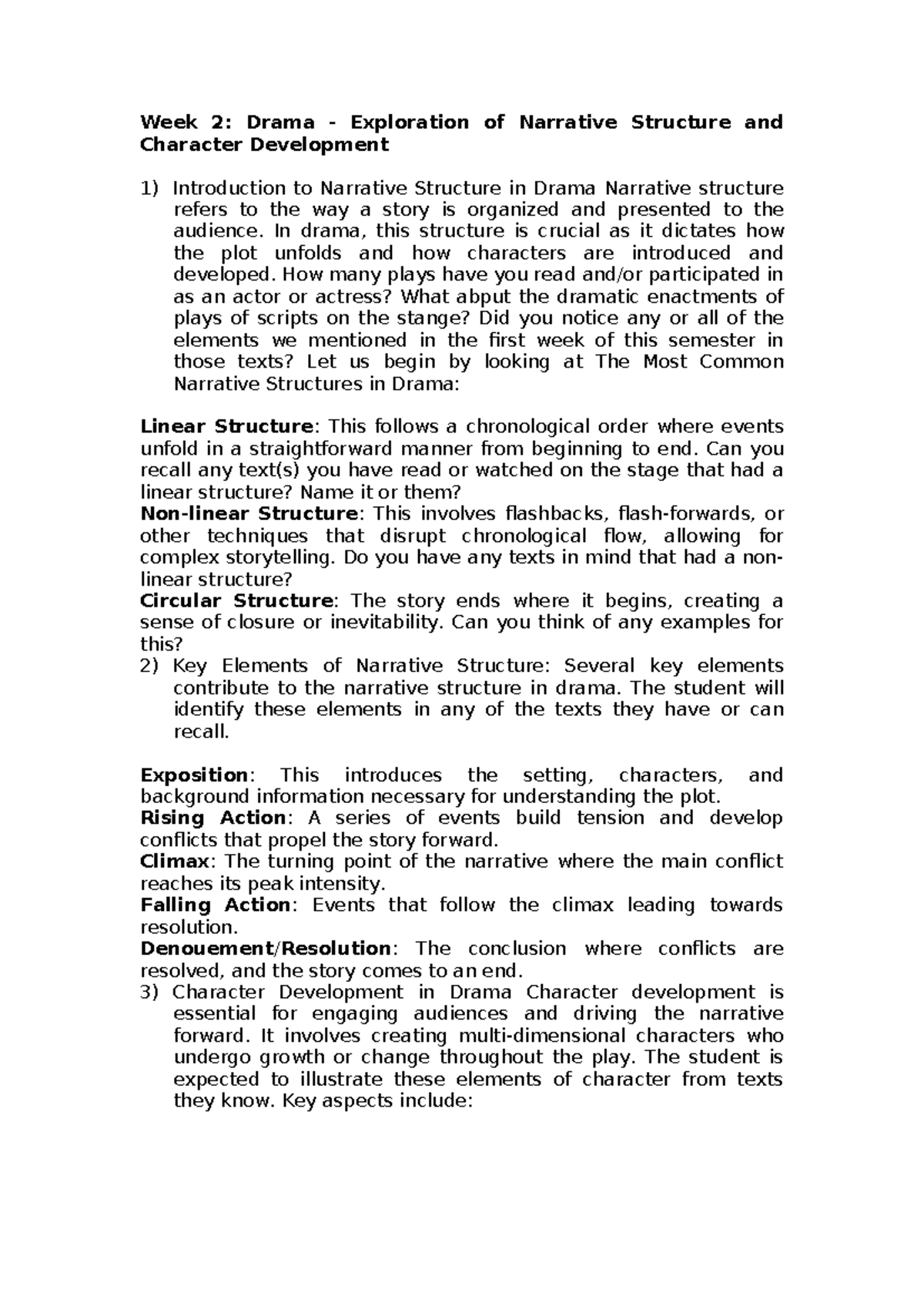 Week 2: Drama Narrative Structure & Character Development Insights ...
