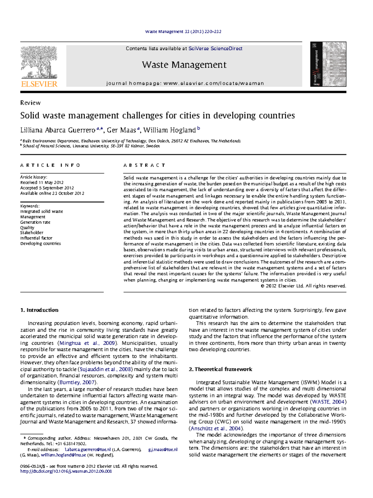 Solid Waste Management Challenges in Developing Countries: A Review ...