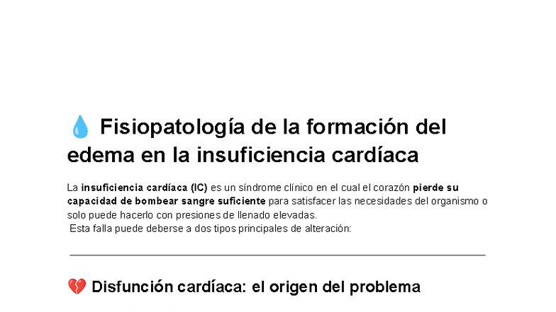 Fisiopatología del Edema en Insuficiencia Cardíaca: Mecanismos y ...