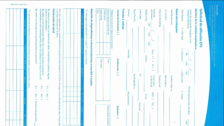 Solicitud de Afiliación a Pacífico EPS - Eps-ficha - Studocu