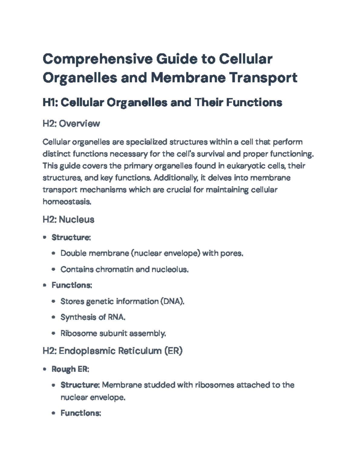 Comprehensive Guide to Cellular Organelles & Membrane Transport - This ...