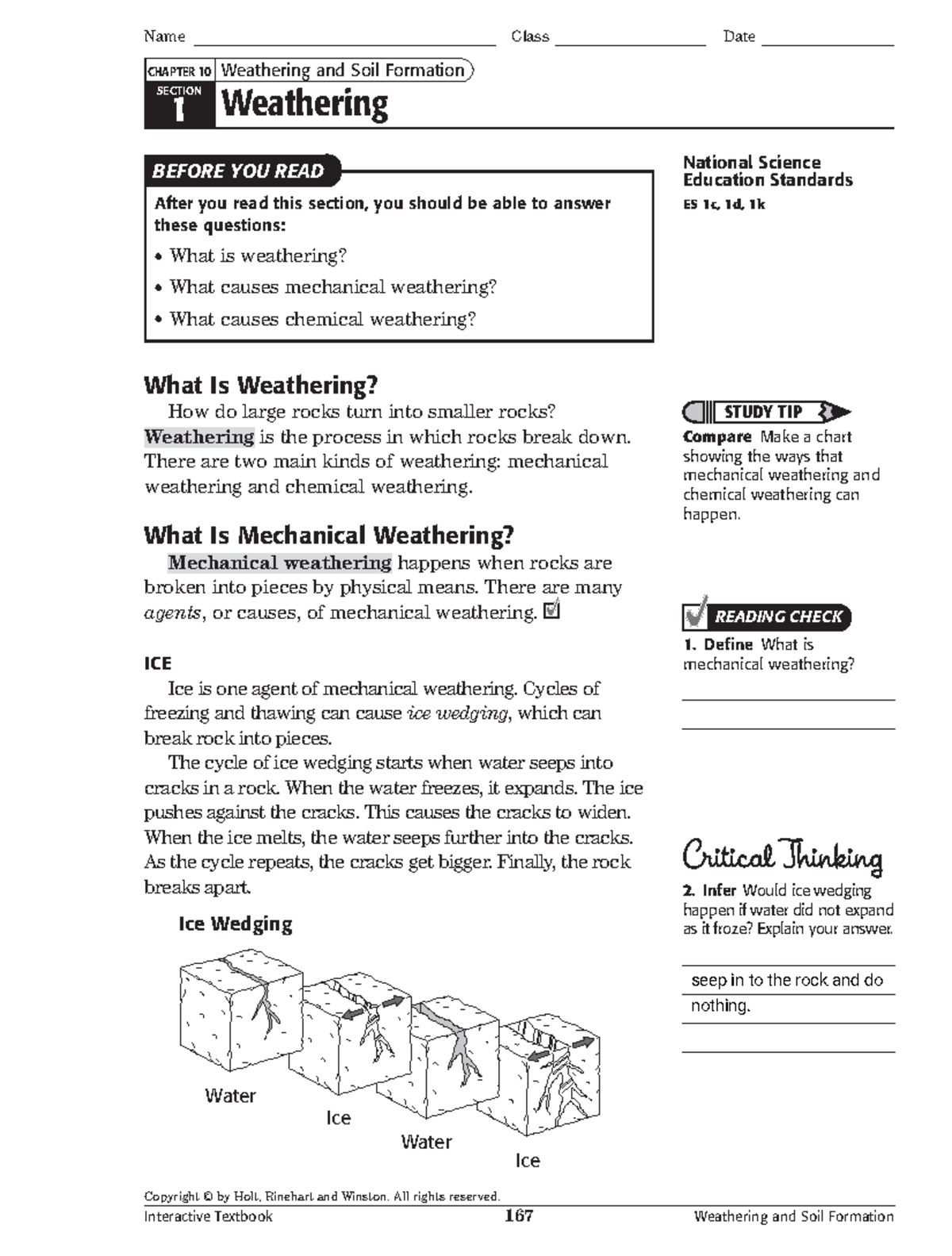 Weathering and Soil Formation: Chapter 10 Overview (ES 1c, 1d, 1k ...