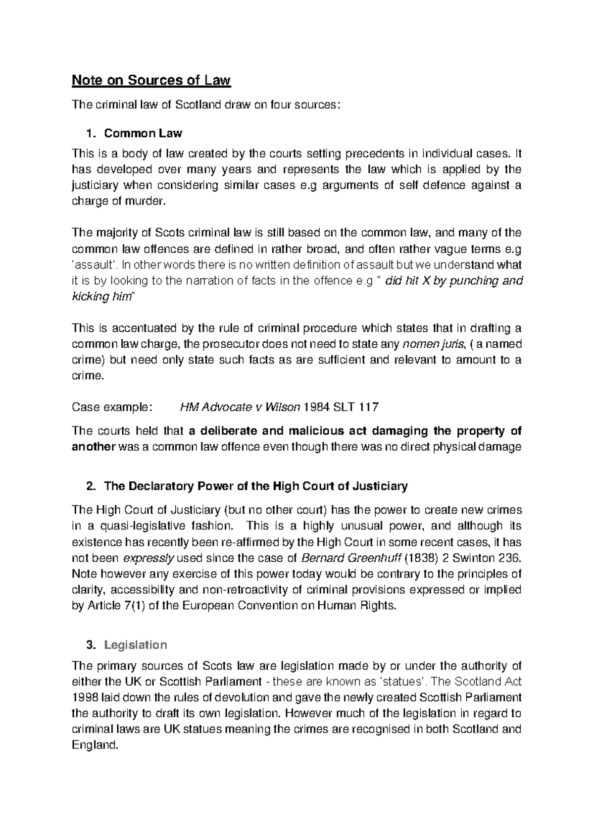 Note on Sources of Law: Key Insights for Exam Prep - Studocu