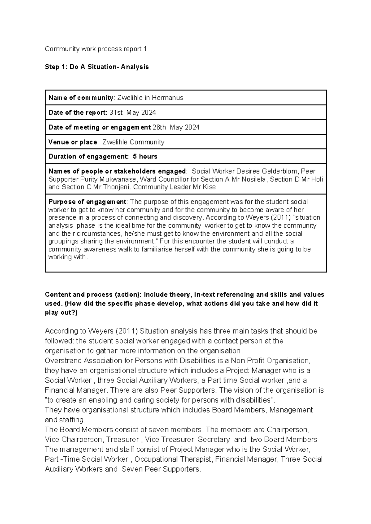 Zwelihle Community Engagement Report: A Situation Analysis (2024) - Studocu