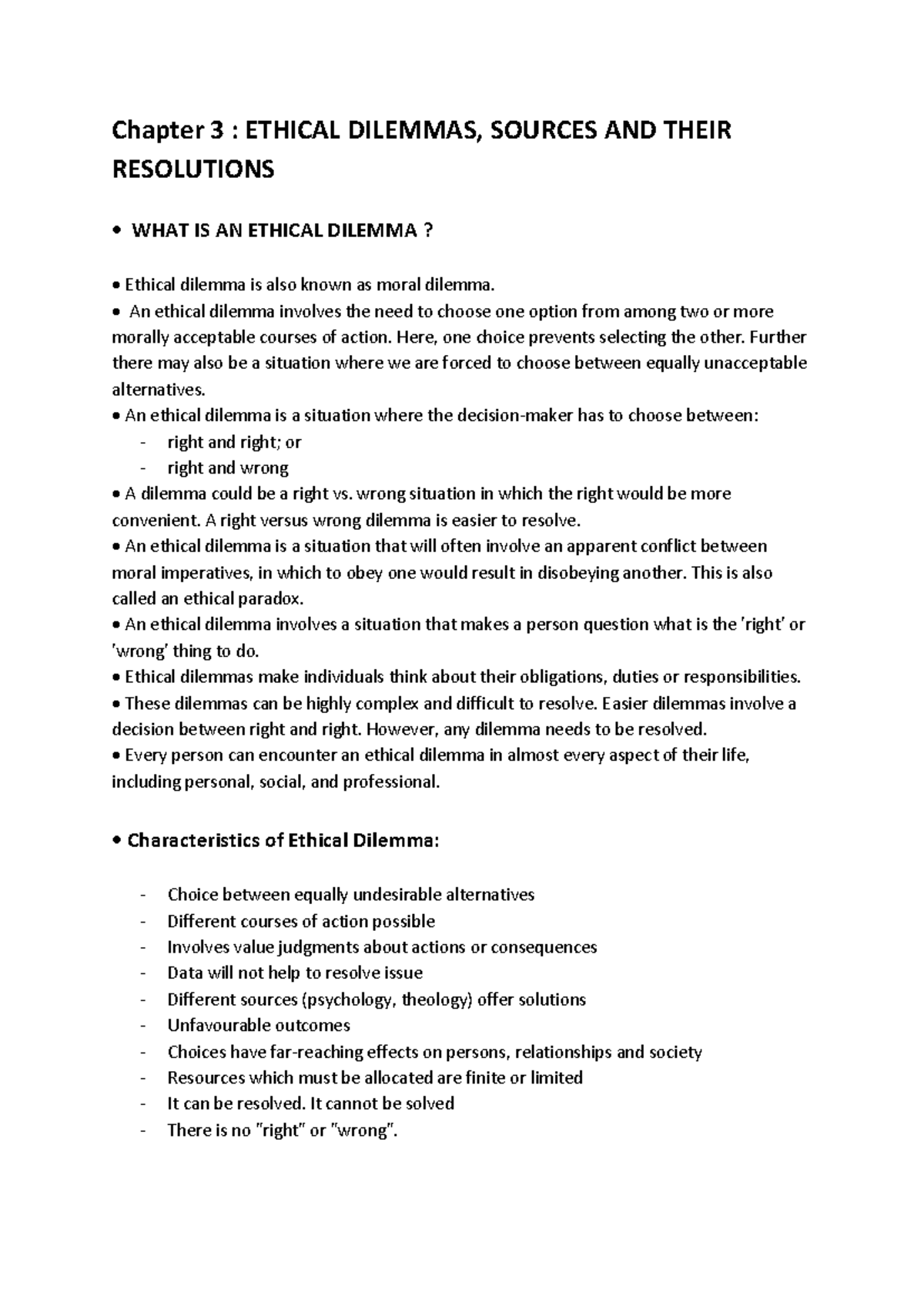P.E. - Chapter 3 ( Ethical Dilemmas) - Chapter 3 : ETHICAL DILEMMAS ...