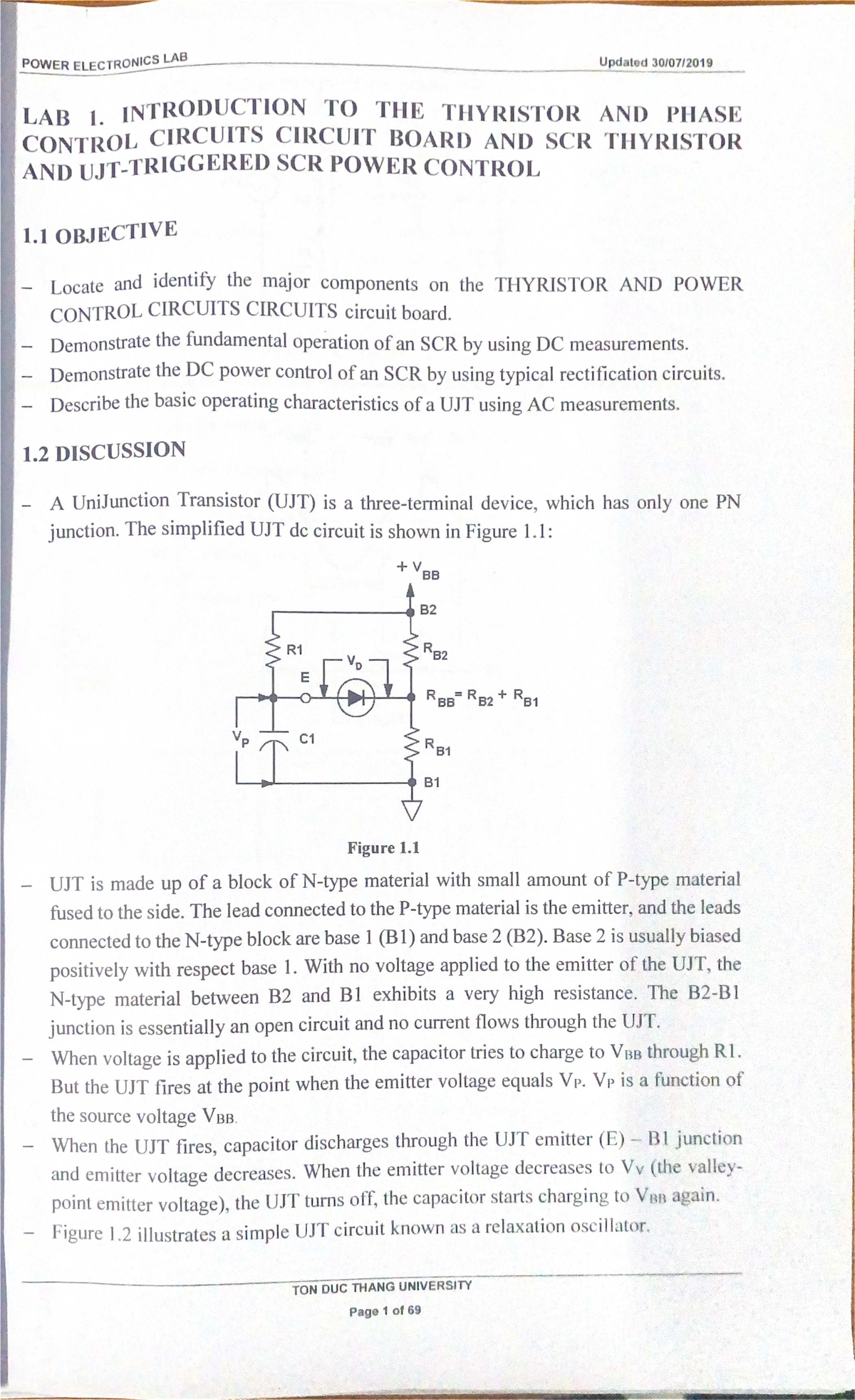 POWER ELECTRONICS LAB (EE 301) - Thyristor & Phase Control Circuits ...