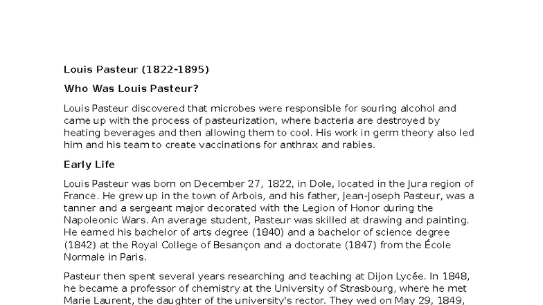 Louis Pasteur: His Life, Discoveries, and Contributions to Science ...