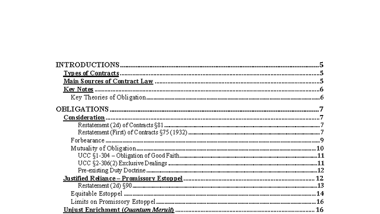 Contracts (LAW 101): Key Concepts and Theories of Obligation - Studocu