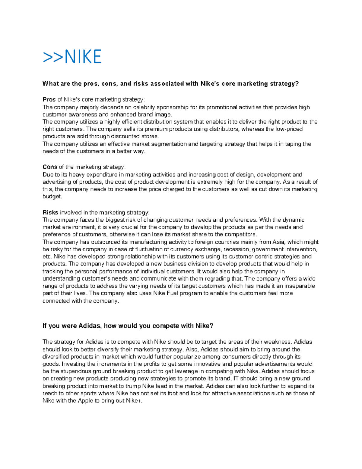 NIKE & Google Case Study: Analyzing Marketing Strategies & Values - Studocu