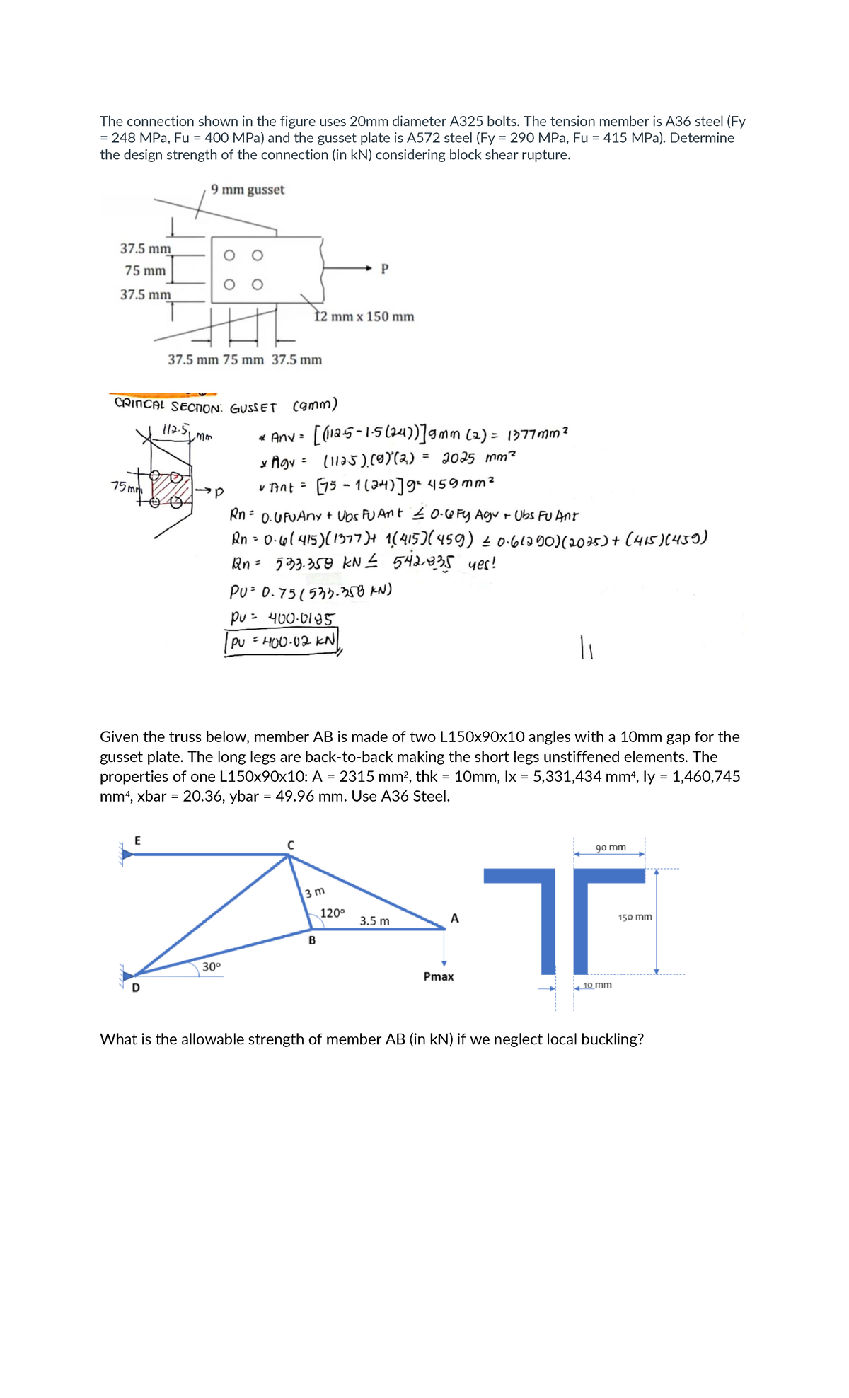 Steel Design Quiz 2: Connection and Column Strength Analysis - Studocu