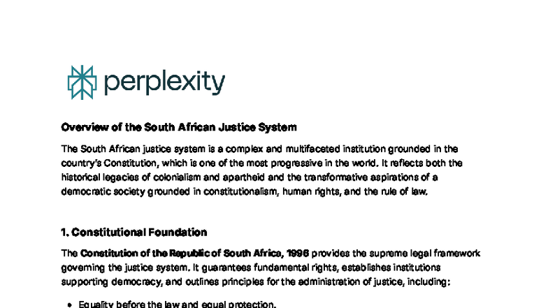 SA Justice System Overview: Structure, Roles & Challenges - Studocu