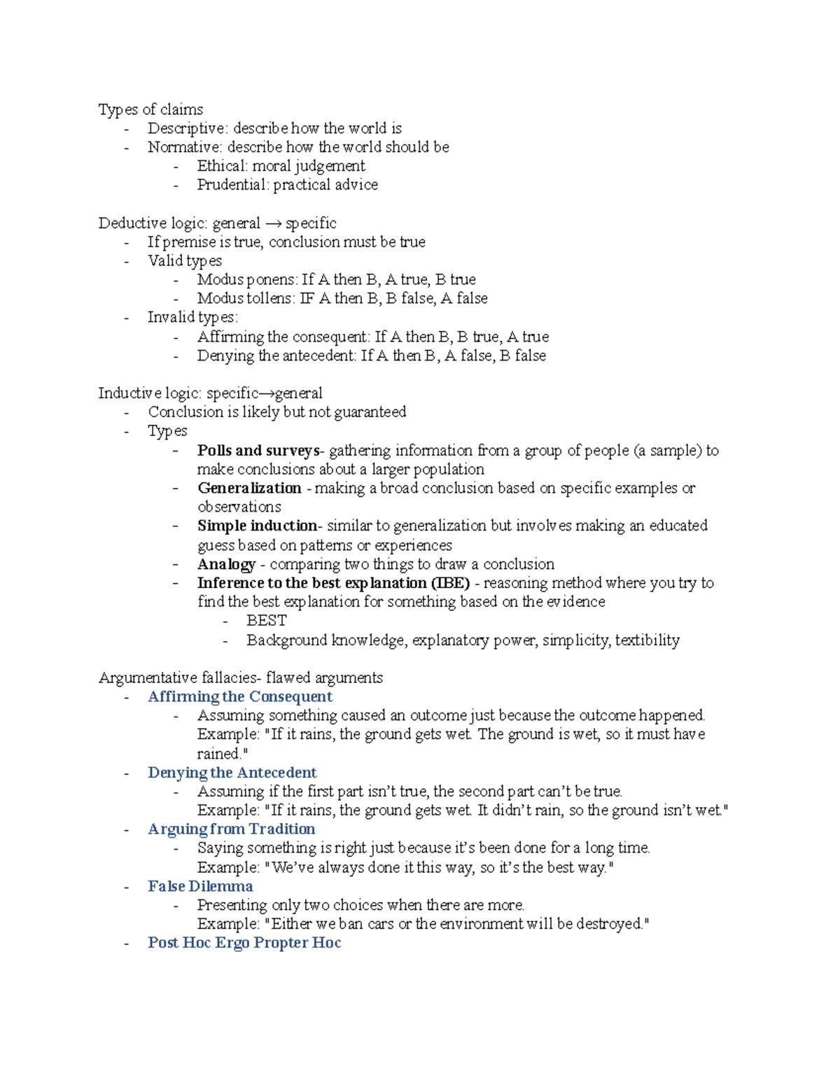Types of Claims and Logical Reasoning: A Comprehensive Overview - Studocu