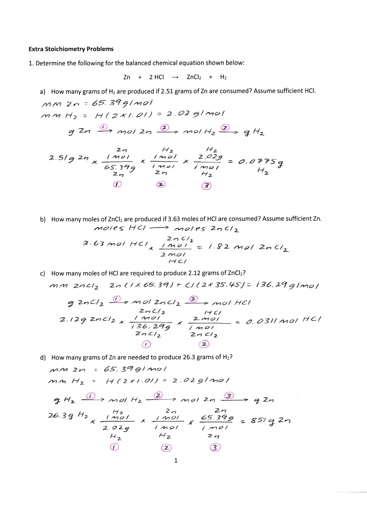 Advanced Stoichiometry Problems and Solutions for CHM101 - Studocu