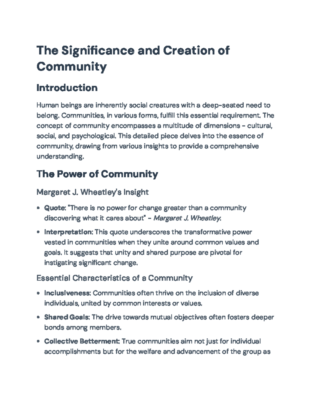 The Power and Significance of Community: A Comprehensive Analysis - The ...