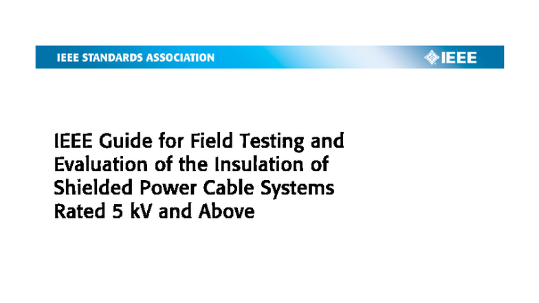 IEEE Std 400-2012 Guide for Field Testing Insulation of Cable Systems ...