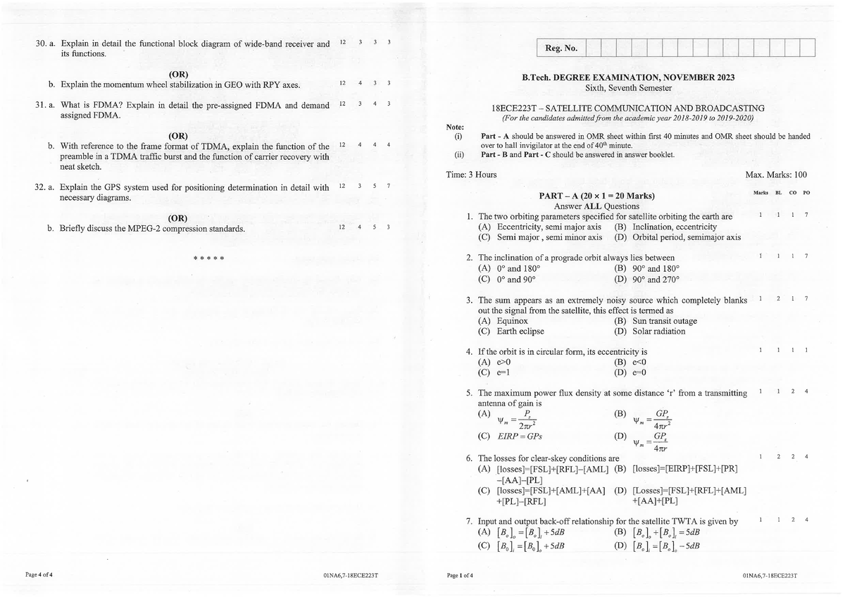 18ECE223T Final Exam: Receiver Functional Block Diagram & FDMA ...