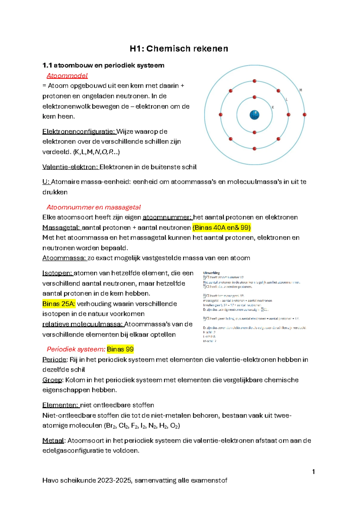 Oefenopgaven en Uitwerkingen Redoxreacties KEMIA 1 HAVO - Studeersnel