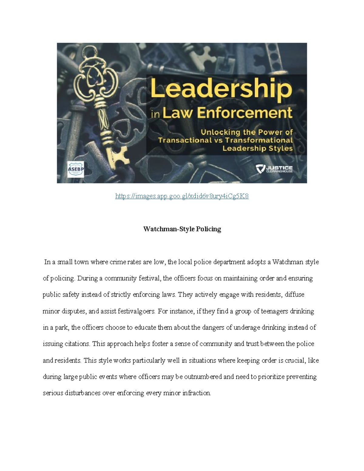 Cj205 - Policing Styles: Watchman vs. Legalistic Approaches - Studocu