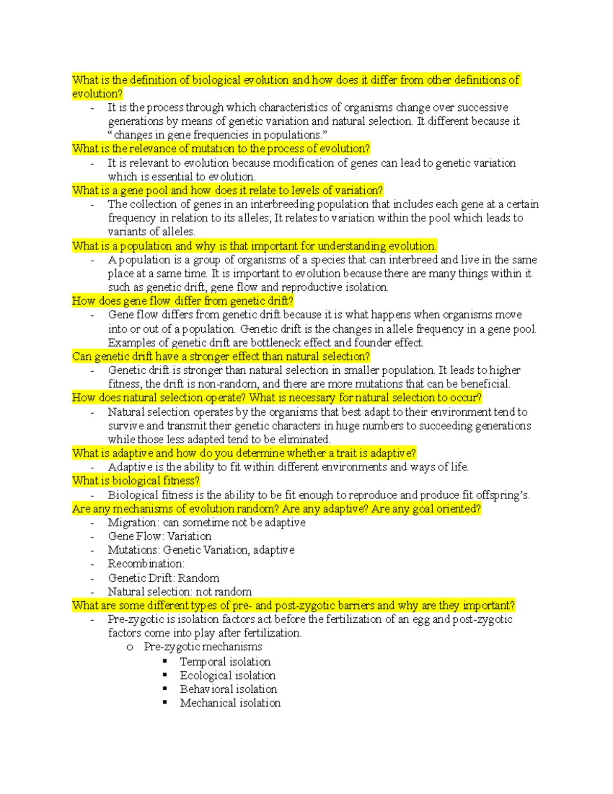 Biology 150 Final Study Guide - BIOLOGY 150 Final Study Guide Chapter 1 ...