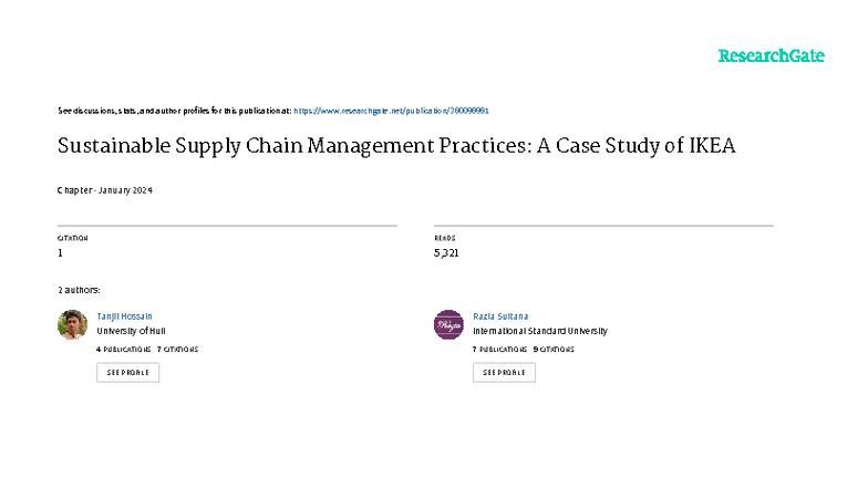 Sustainable Supply Chain Management Practices: A Case Study of IKEA ...