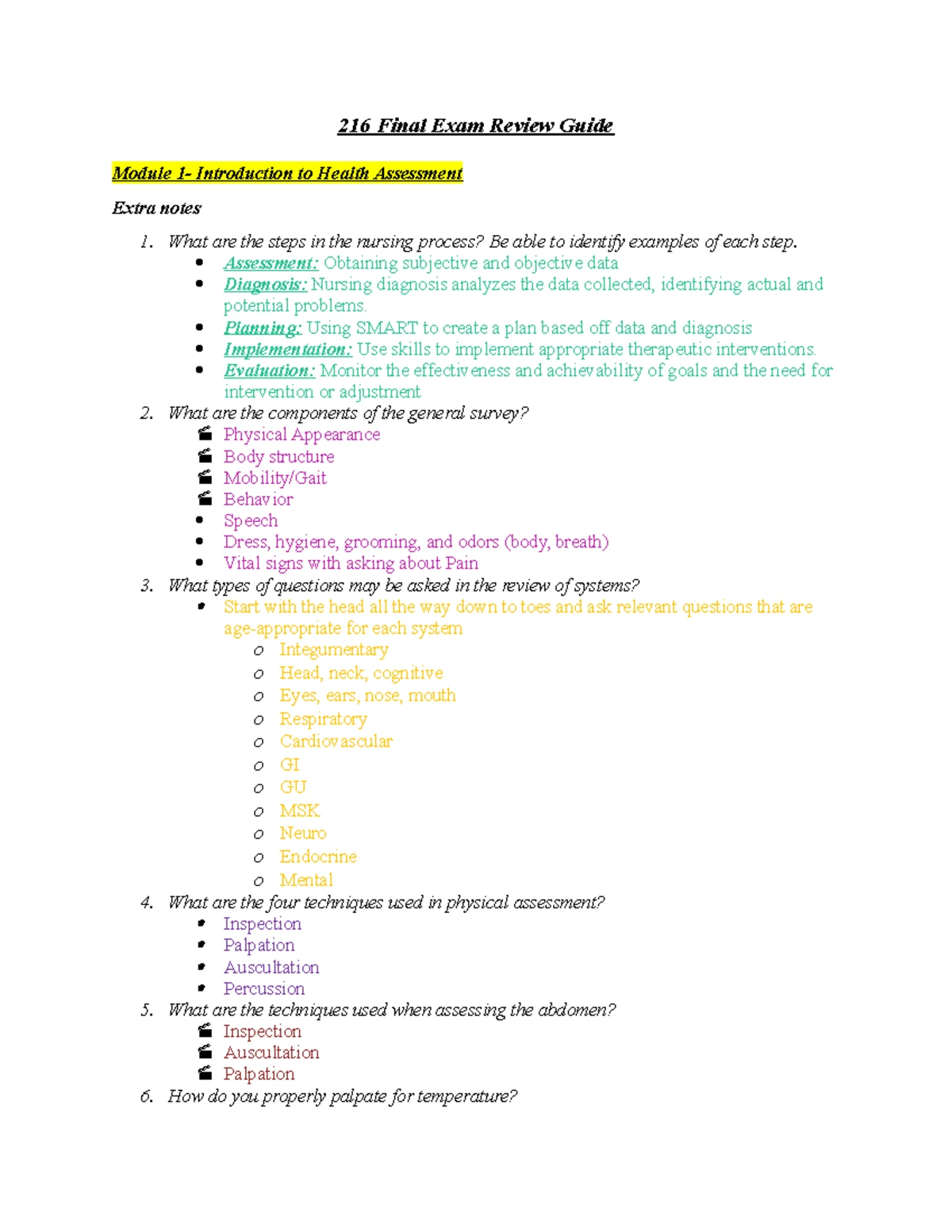Nur 216 Exam 3 review - Notes - Nursing Actions for irregular pulse ...