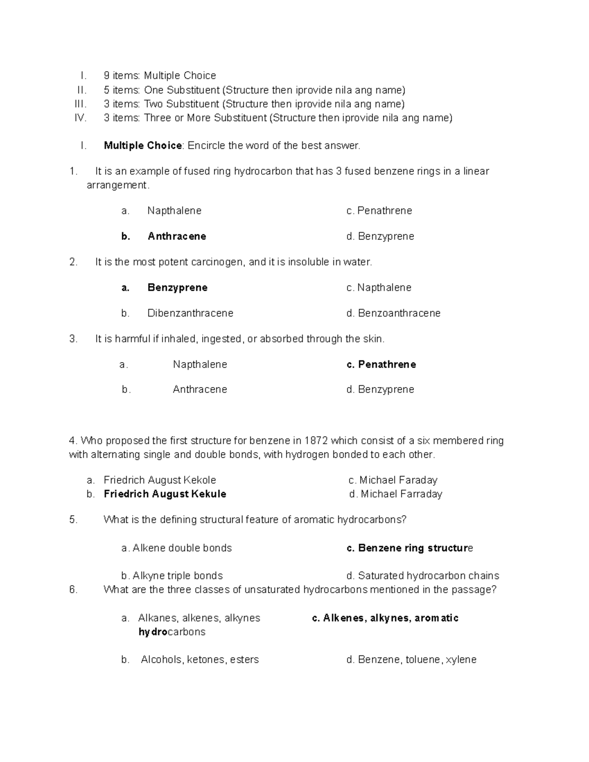 Chem Quiz: Multiple Choice & Structure Identification (CHM101) - Studocu