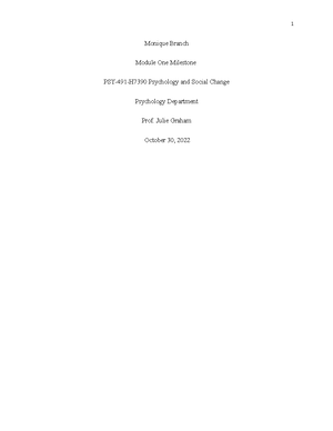 PSY491 Module 3 Milestone - Module Three Milestone Describe how you ...