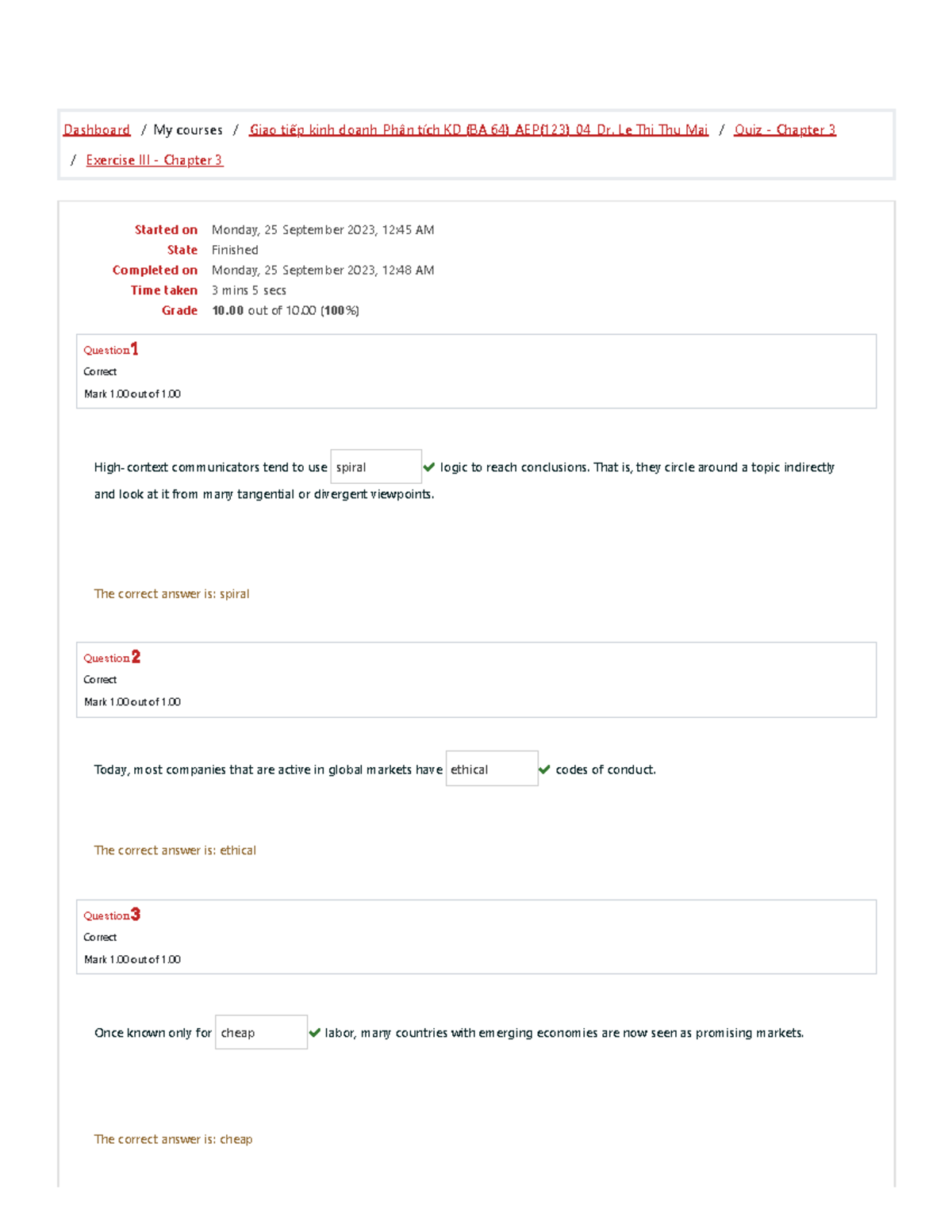 Exercise III Quiz Review - Chapter 3 (BA 64) - Studocu