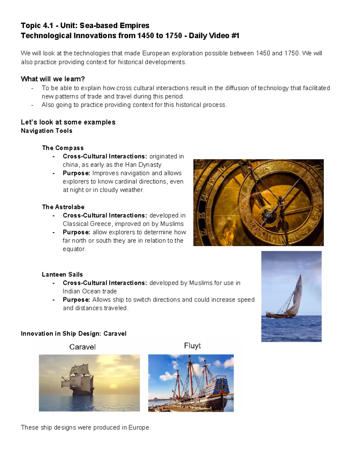 Technological Innovations in Sea-based Empires (1450-1750) - AP Daily ...