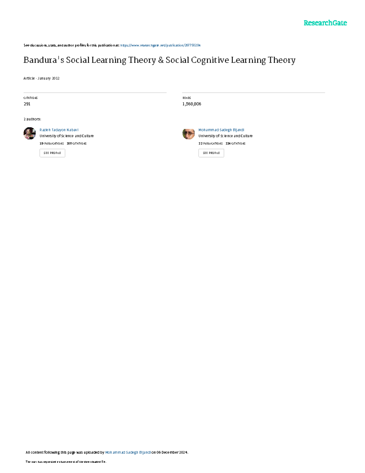 Bandura's Social Learning Theory & Social Cognitive Learning Theory ...