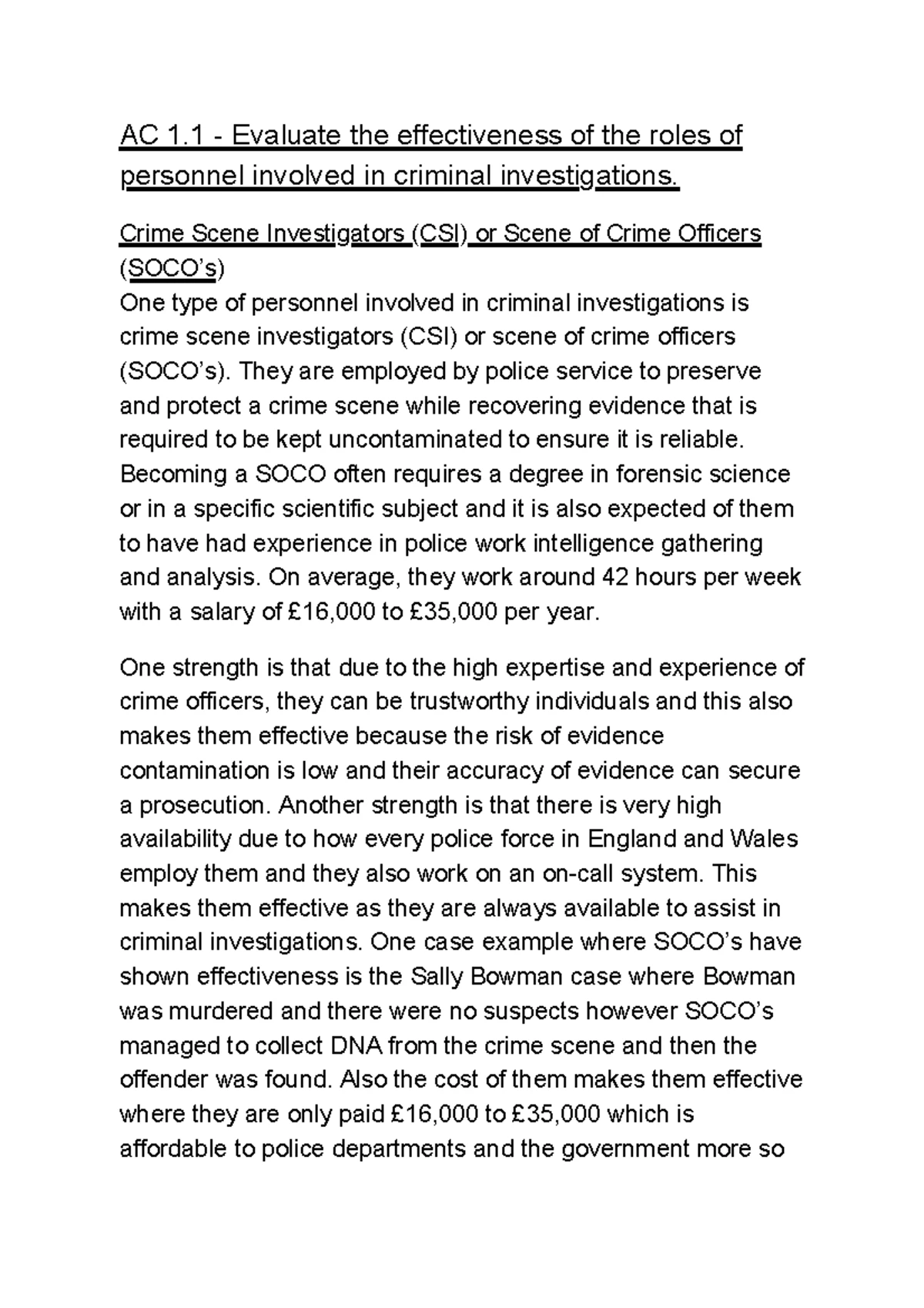 Evaluating Effectiveness of Personnel in Criminal Investigations - AC1 ...