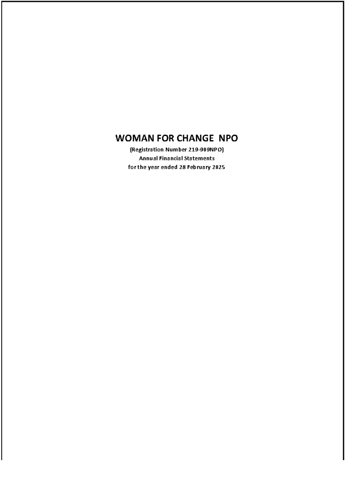 Annual Financial Statements for WOMAN FOR CHANGE NPO (2025) - Studocu