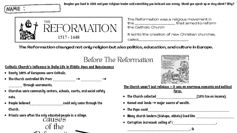 Reformation Notes: Understanding the 1517-1648 Religious Movement - Studocu