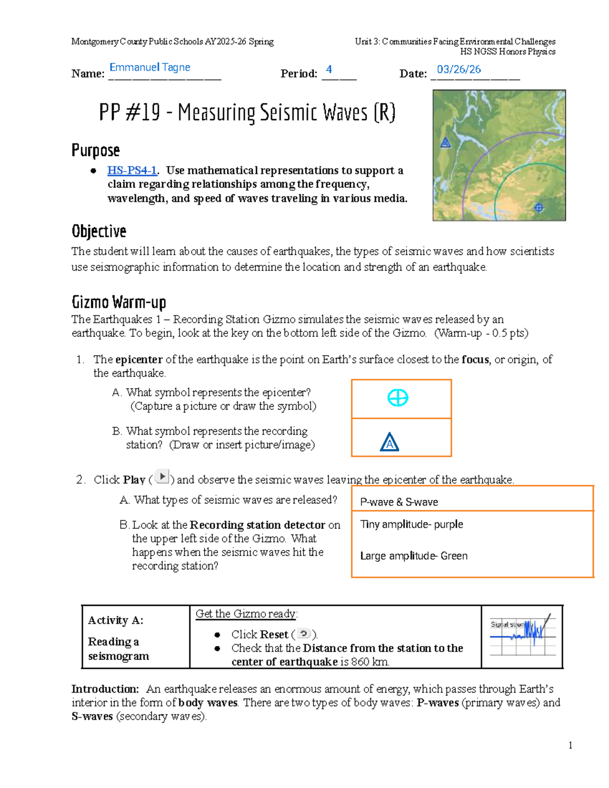 Unit 3: Measuring Seismic Waves - HS NGSS Honors Physics - Studocu