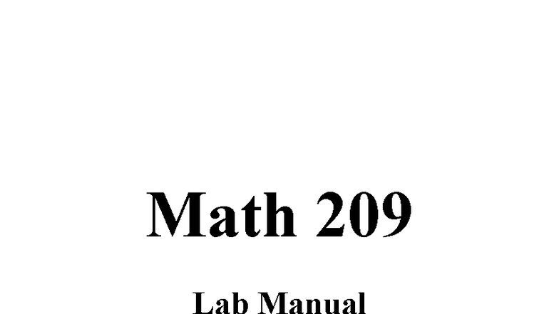 Lab Manual Math 209 - Notes - First Edition: H Kharaghani Version 2 ...