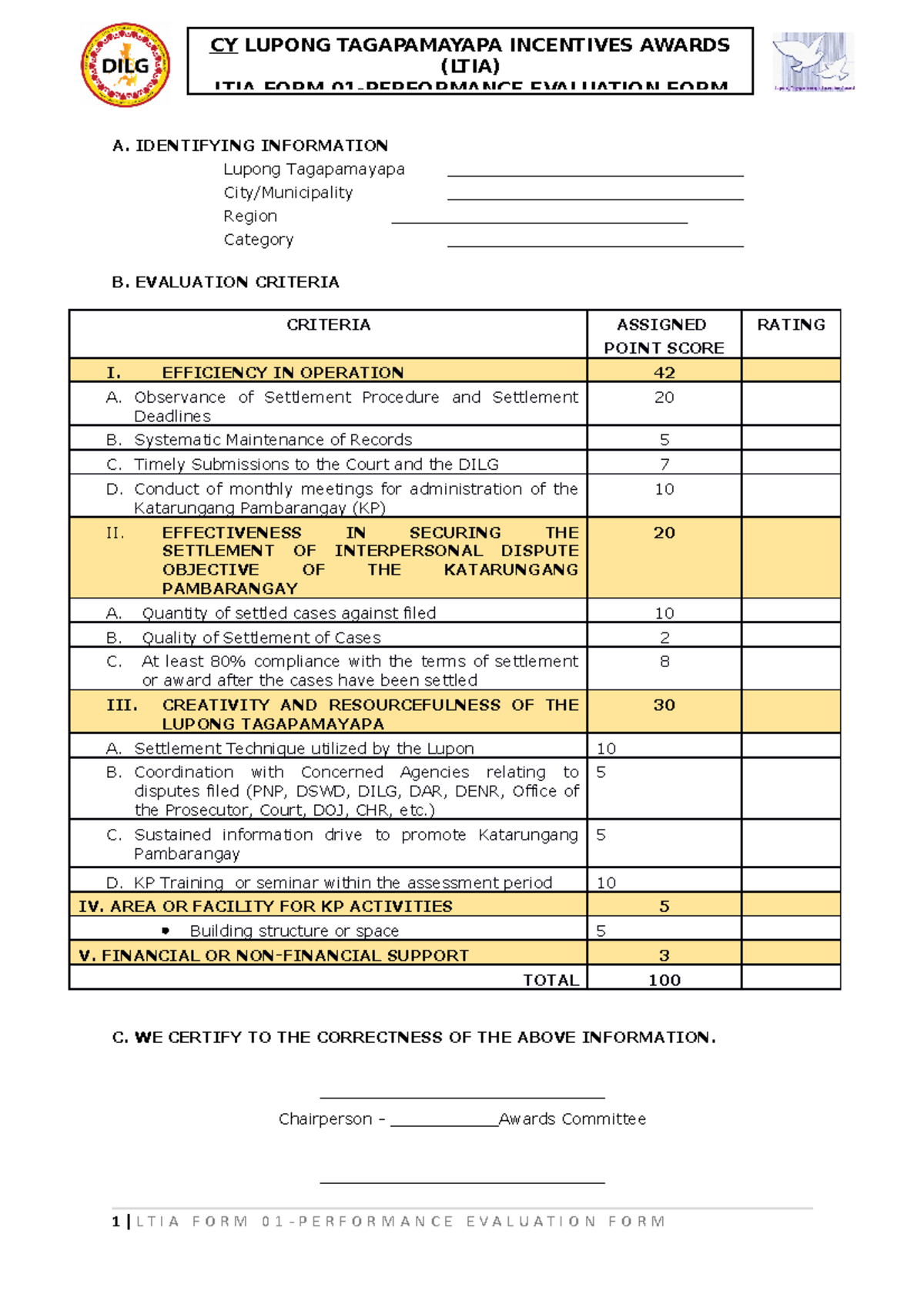 Annex A LTIA Forms 1-7 - A. IDENTIFYING INFORMATION Lupong Tagapamayapa ...