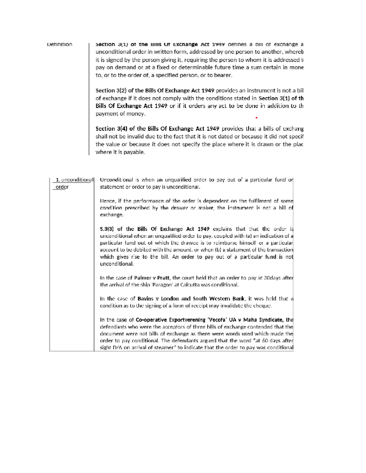 Bills of Exchange Act 1949: Key Definitions and Case Law Analysis - Studocu