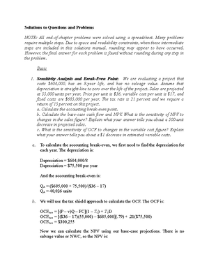 Tutorial 4 Solutions - CHAPTER 7 Sensitivity and Scenario Analysis ...