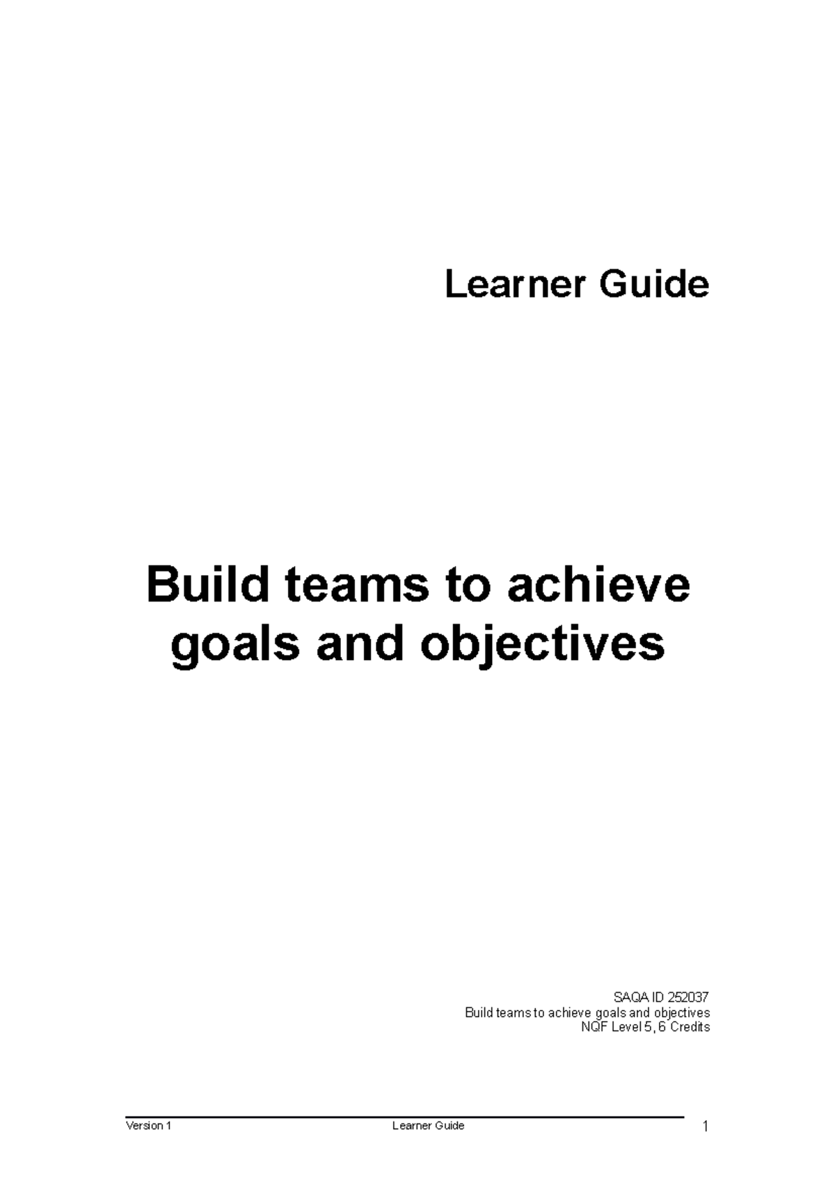 252037 Learner Guide - Building Effective Teams for Leadership Success ...
