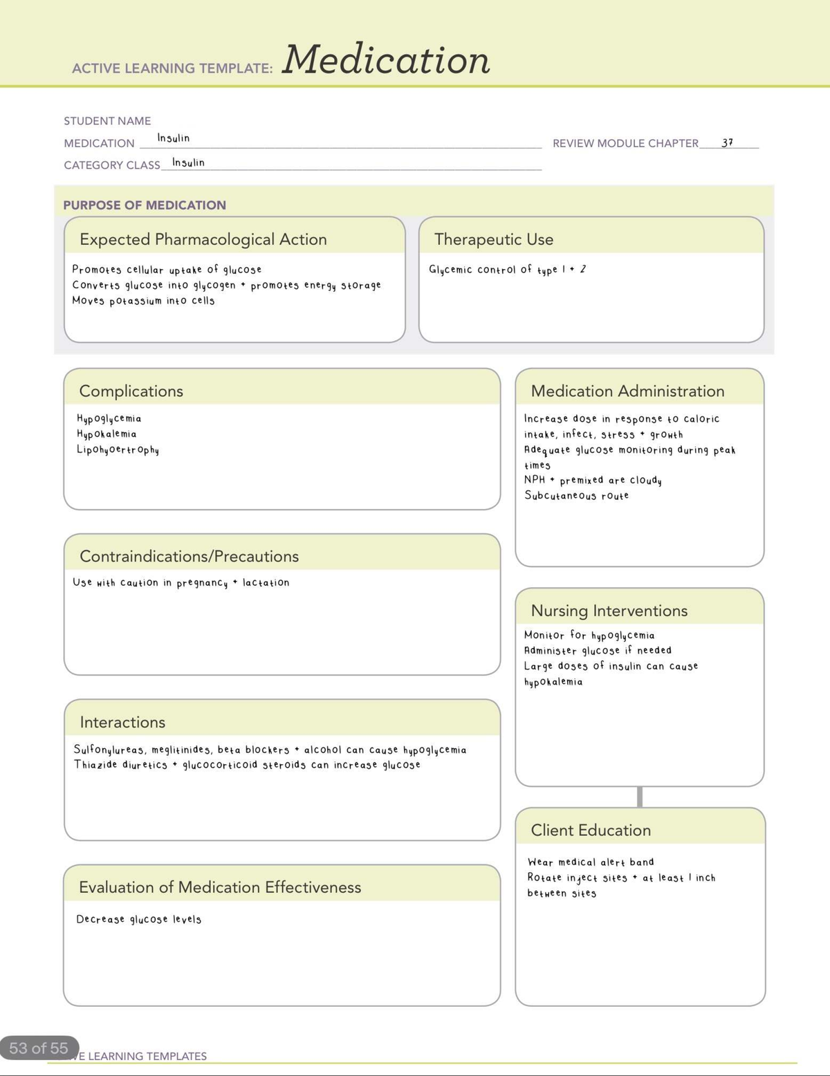 Active learning template: Insulin medication review module - Studocu
