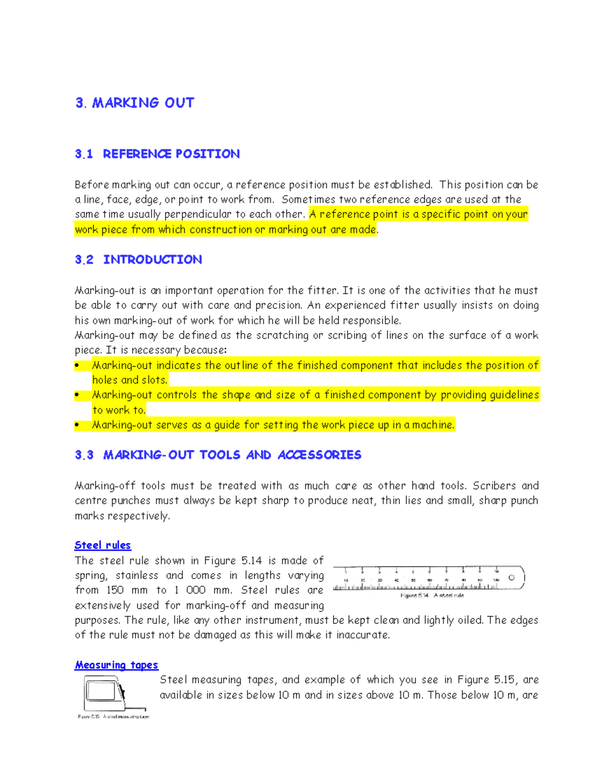 3. Marking Out Techniques and Tools for Fitters (Course Code: 3) - Studocu