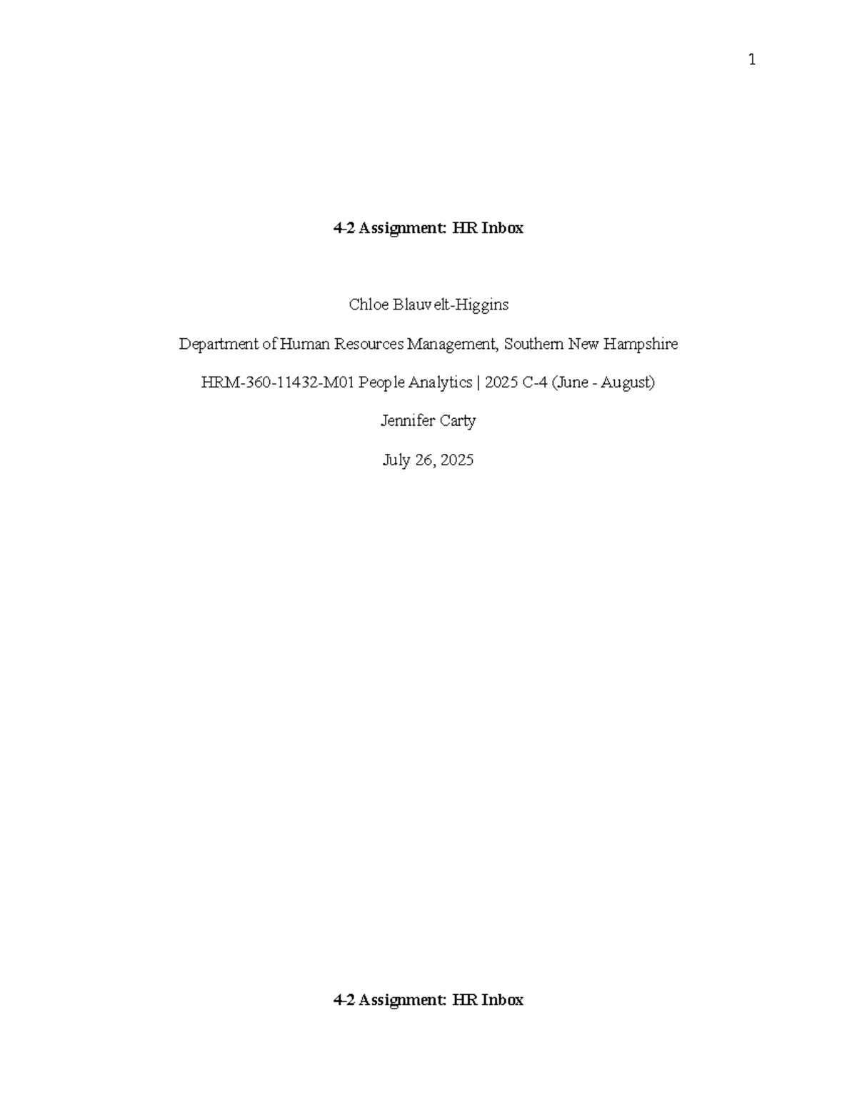 4-2 Assignment: HR Inbox - HRM360 People Analytics Insights - Studocu