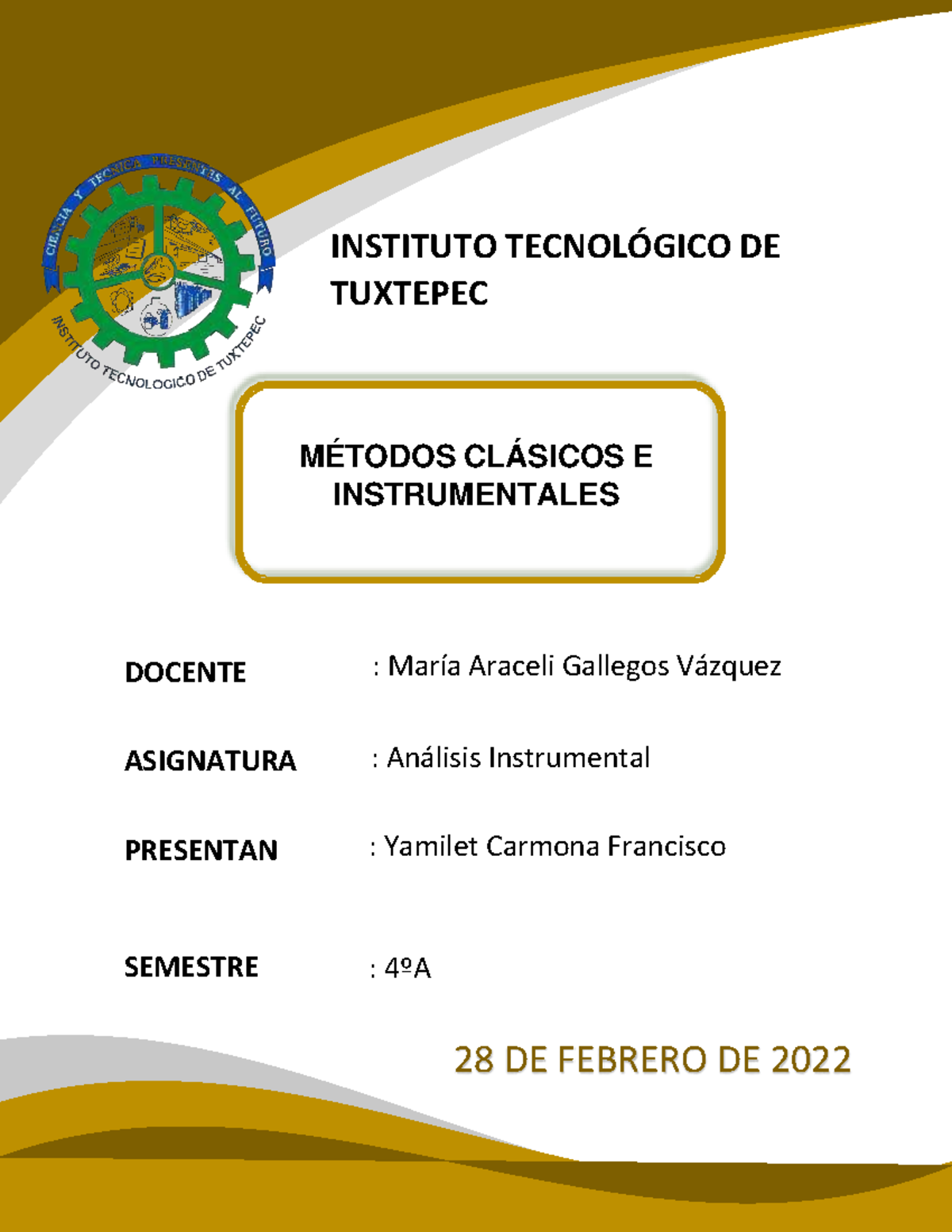 Ejemplos de Métodos Clásicos e Instrumentales en Análisis Instrumental ...