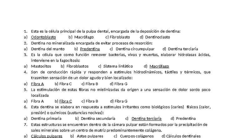 Banco de Preguntas de Endodoncia - Estudio y Repaso - Studocu