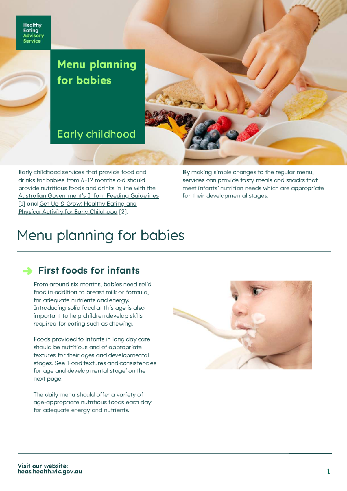 EC Menu Planning for Babies: Nutritional Guidelines and Adaptations ...