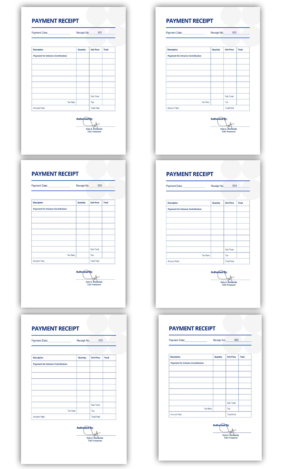 Payment Receipt for Intrams Contributions - Studocu
