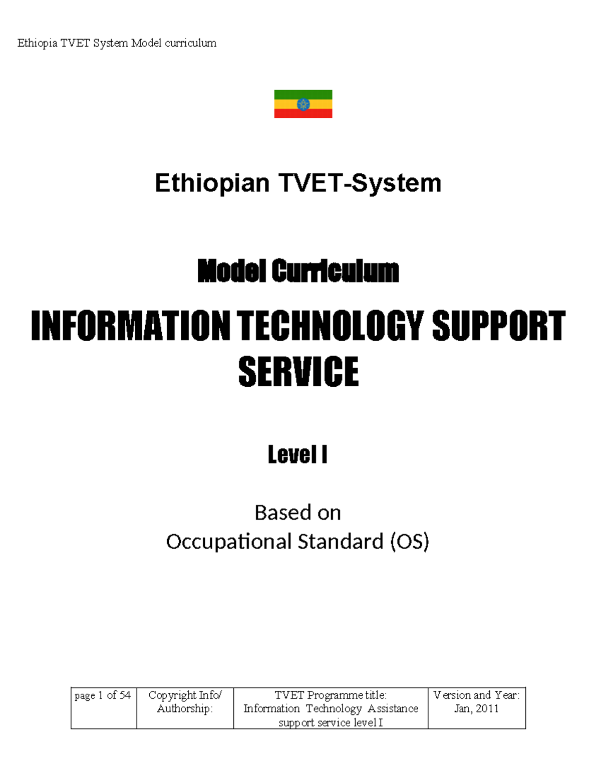 Model Curriculum for IT Support Service Level I - Ethiopian TVET System ...
