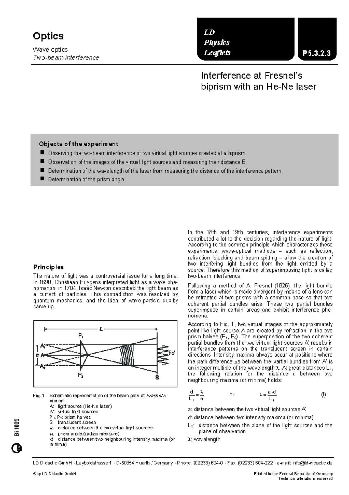 Experiment 6: Light Interference with He-Ne Laser and Biprism - Studocu
