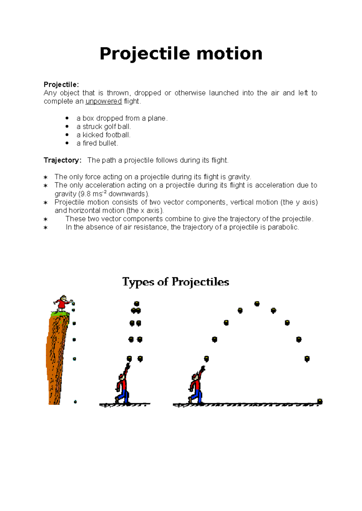 Physics 101: Projectile Motion Overview and Calculations - Studocu