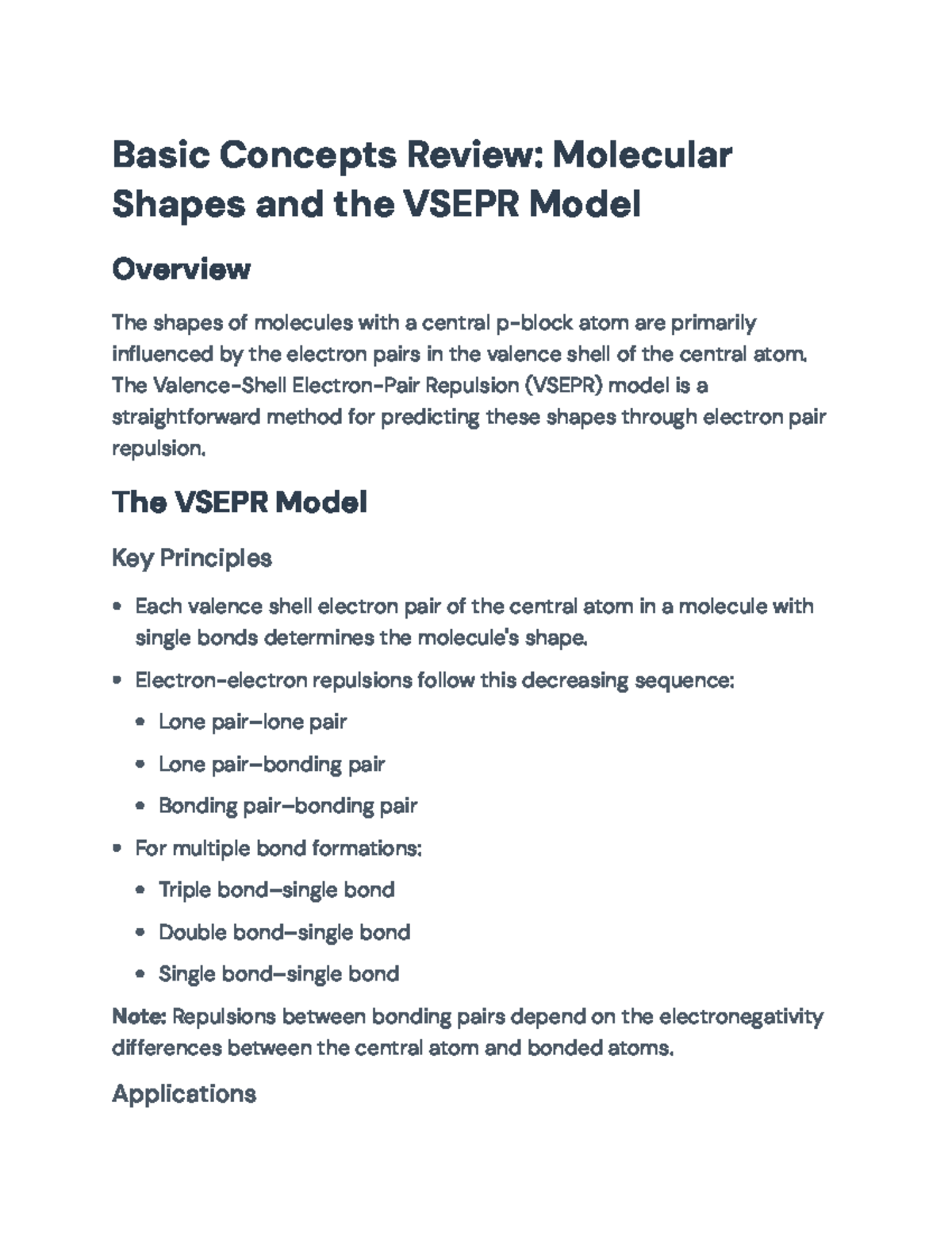 VSEPR Model and Molecular Shapes Overview: Key Principles ...
